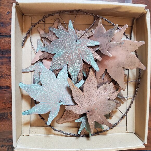 Pottery Barn | Accents | Pottery Barn Copper Patina Leaves And Vase ...